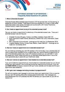 Extended Access – patient FAQ – The Elizabeth Courtauld Surgery